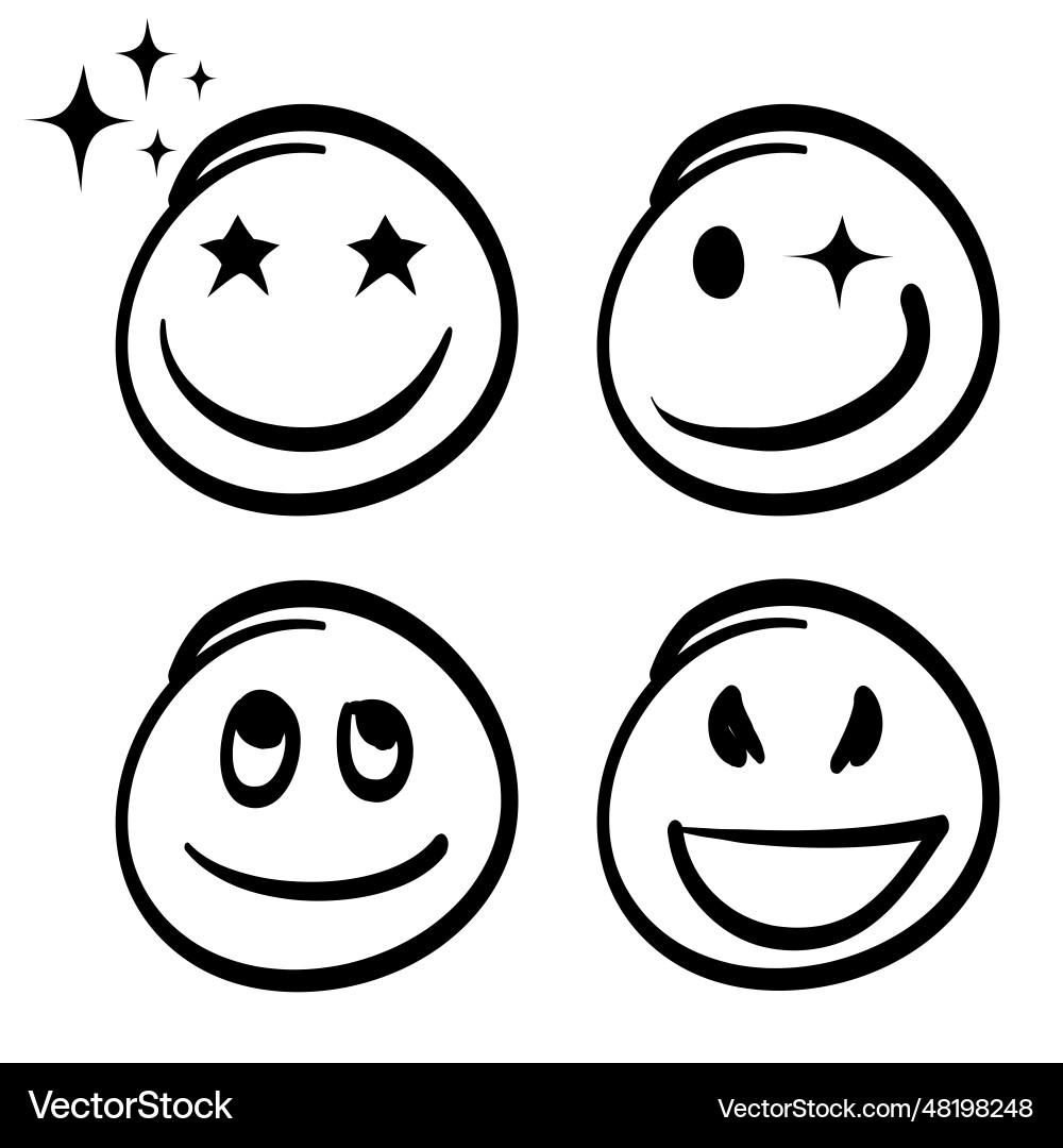 Doodle set emoticons emoji charakter Lizenzfreier Vektor