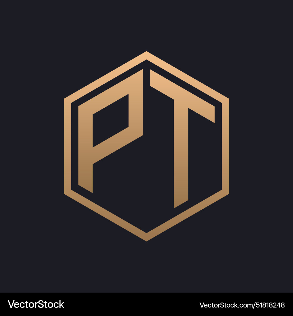 Elegant hexagon letter pt logo design initial Vector Image