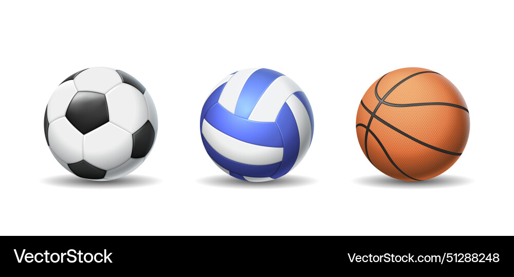Football volleyball and basketball balls Vector Image