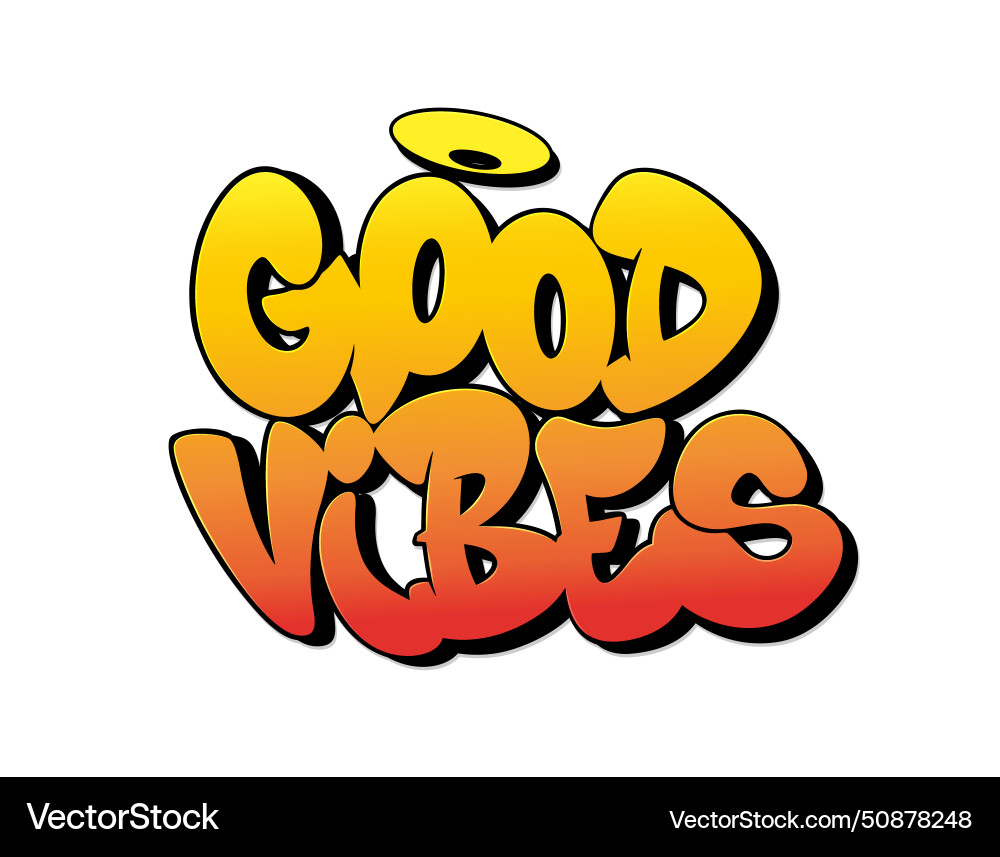 Good vibes font in graffiti style Royalty Free Vector Image