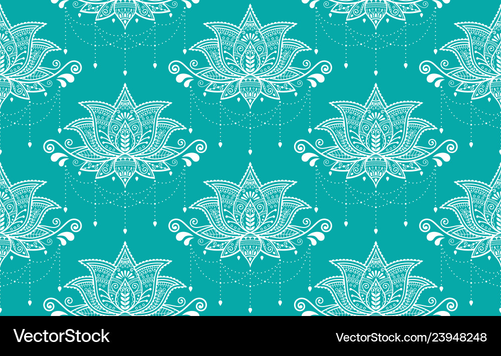 Indian lotus flower seamless pattern Royalty Free Vector