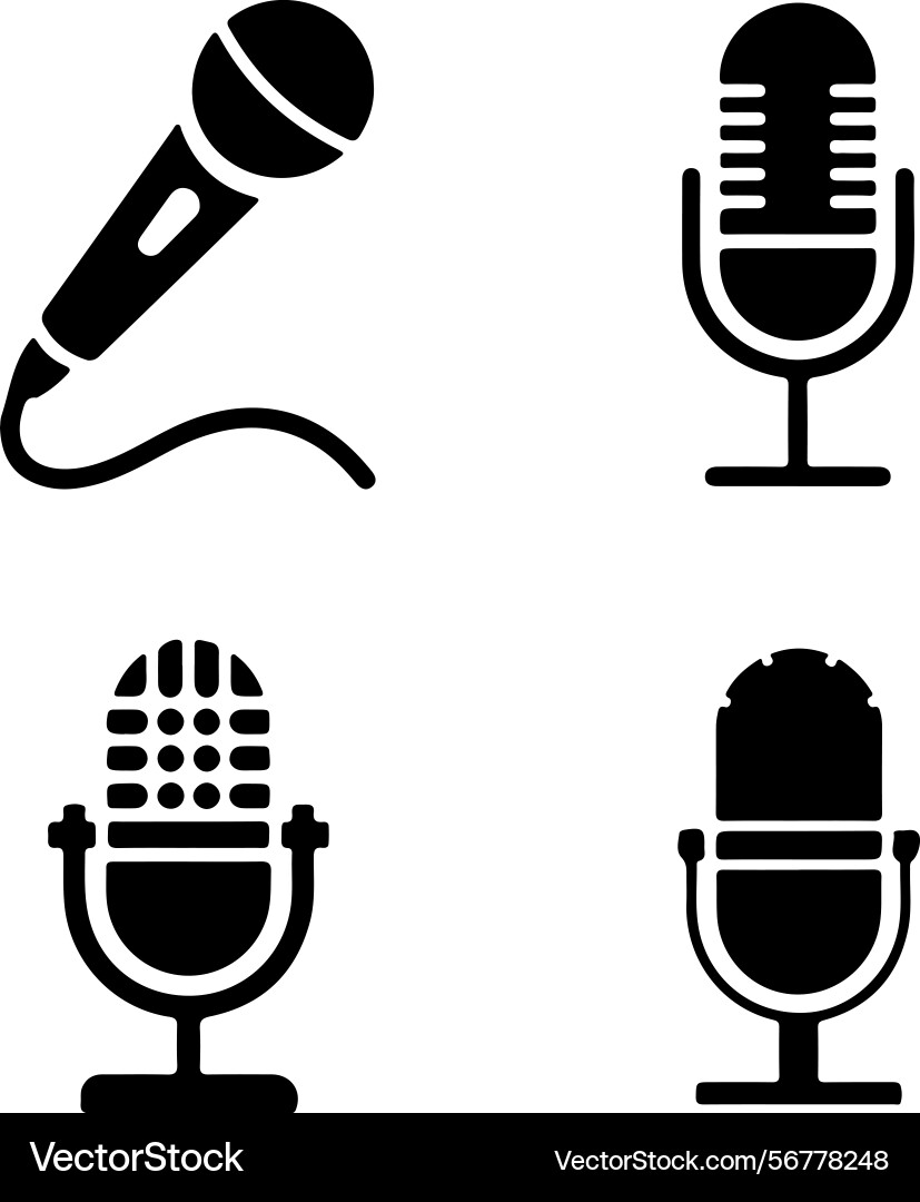 Microphone icons pictograms audio vocal sym Vector Image