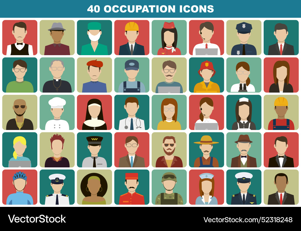 Occupation icon set people of different Royalty Free Vector