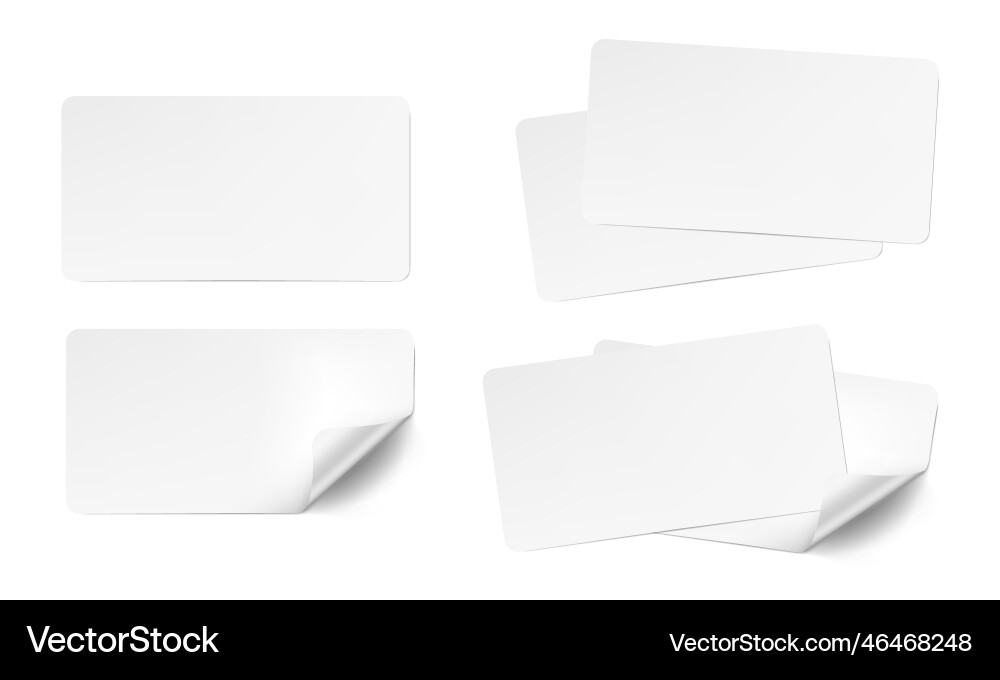 Realistic white round corner paper adhesive cards Vector Image
