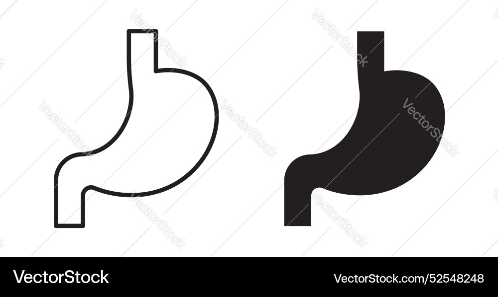Stomach thin line icon set Royalty Free Vector Image