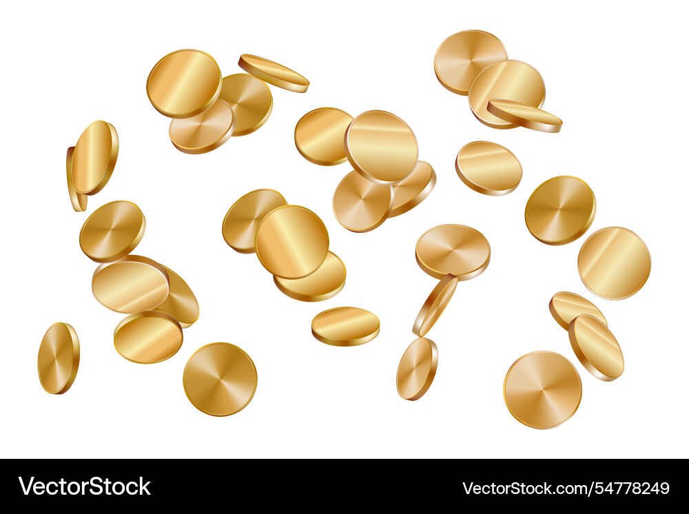 3d coin gold flow fall or levitate spinning Vector Image