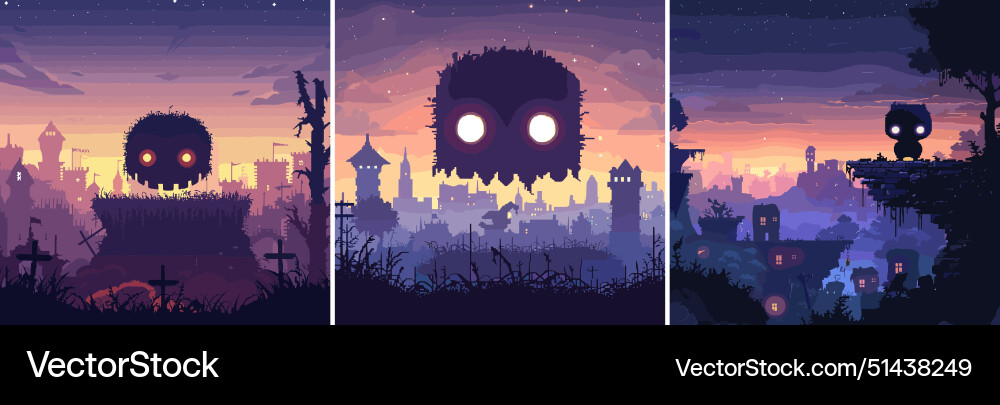 Arcade game monster character pixel art Royalty Free Vector