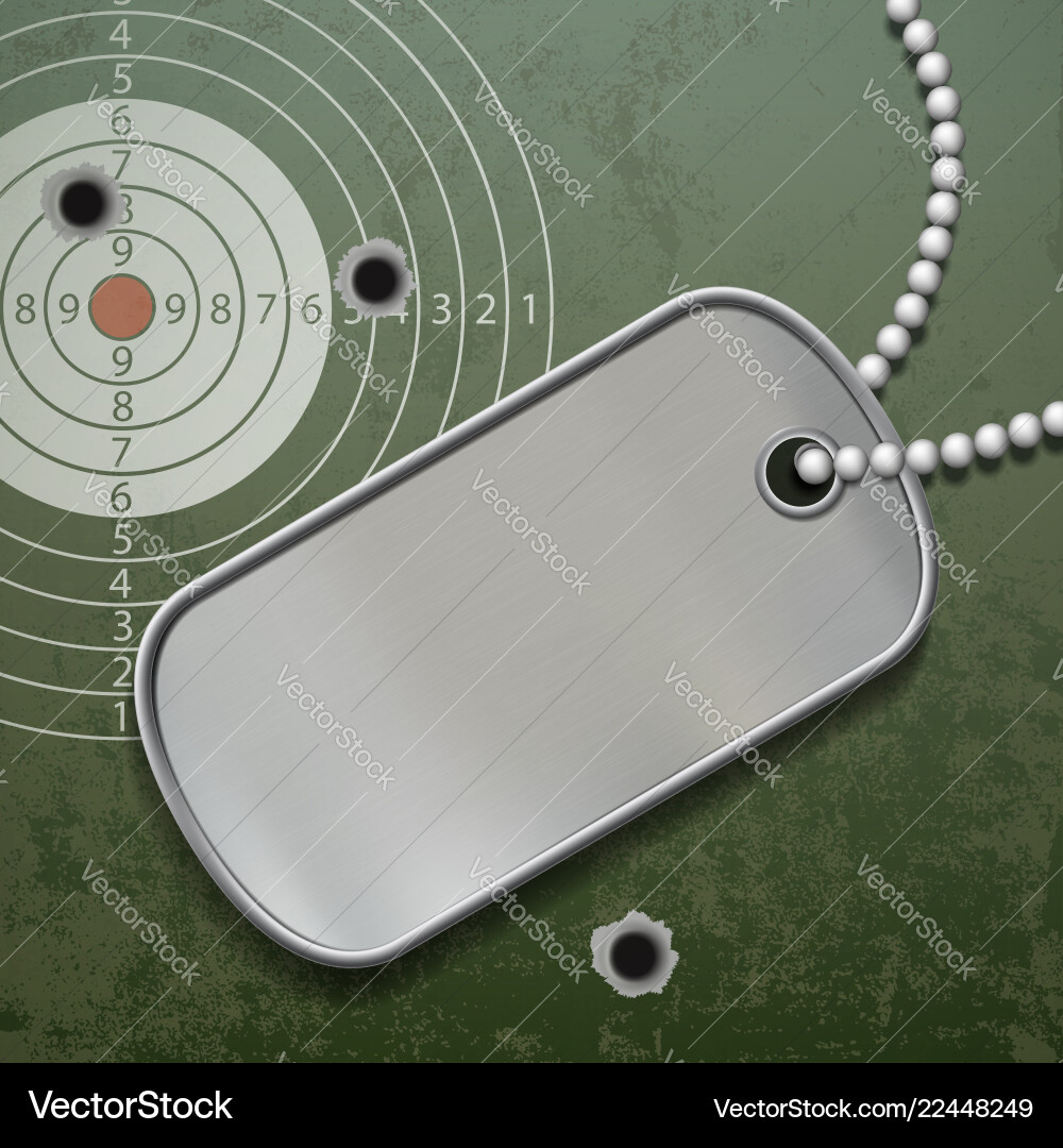 Blank metal tags on a chain id military soldier Vector Image