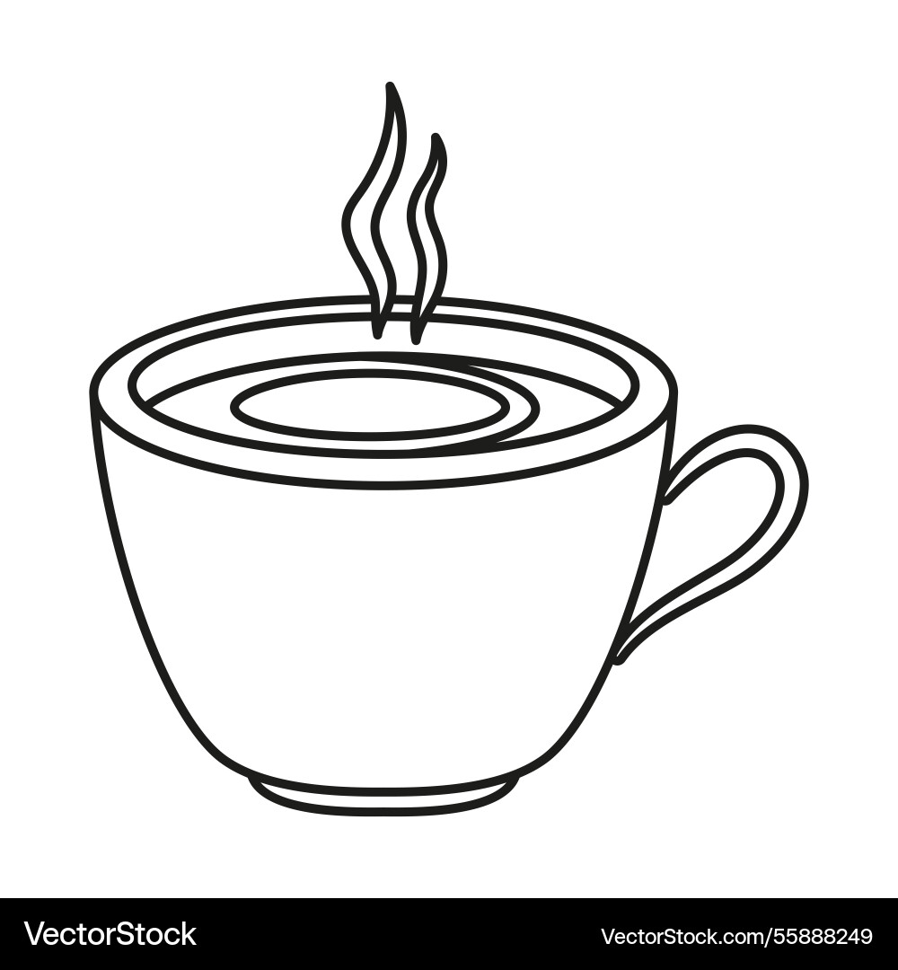 Cup with hot drink and steam in contour Royalty Free Vector