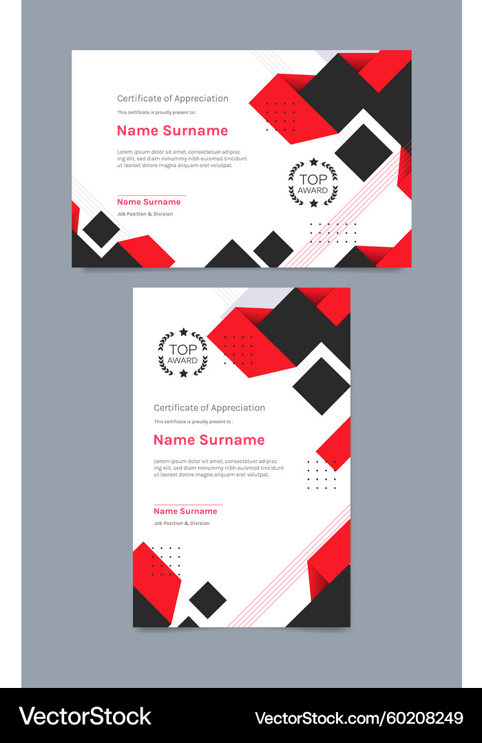 Elegant Red Certificate Template – Royalty-Free Vector | VectorStock