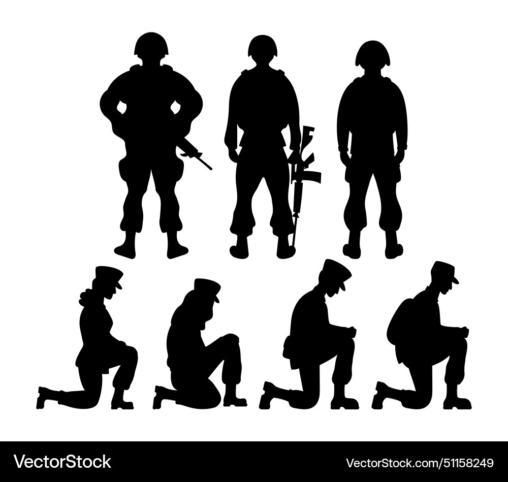 Military people collection soldiers with weapons Vector Image