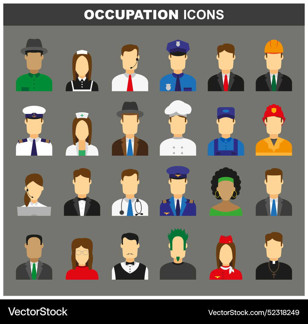 Occupation icon set people of different Royalty Free Vector