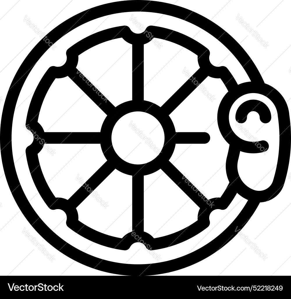 Person holding phone with ship steering wheel Vector Image