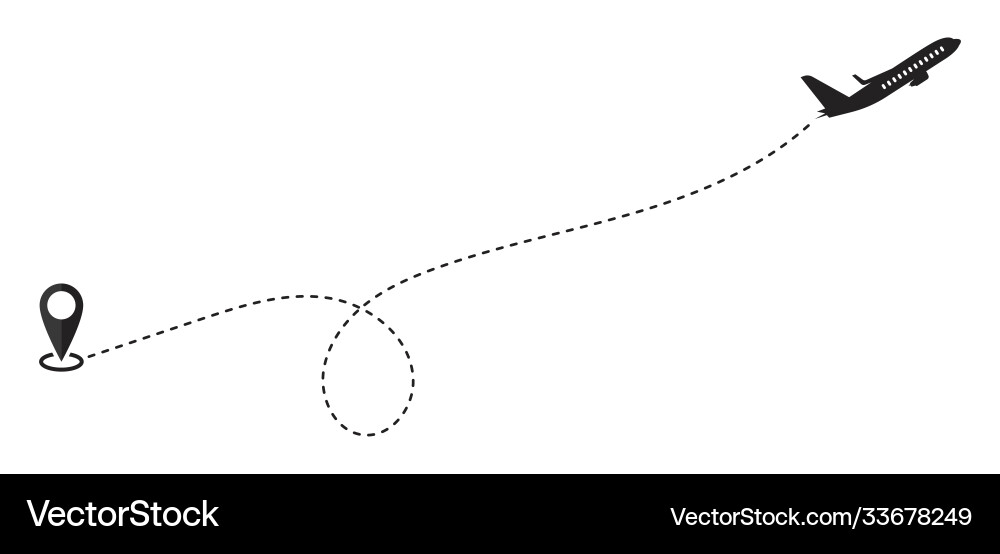 Travel plane path icon or dashed line Royalty Free Vector