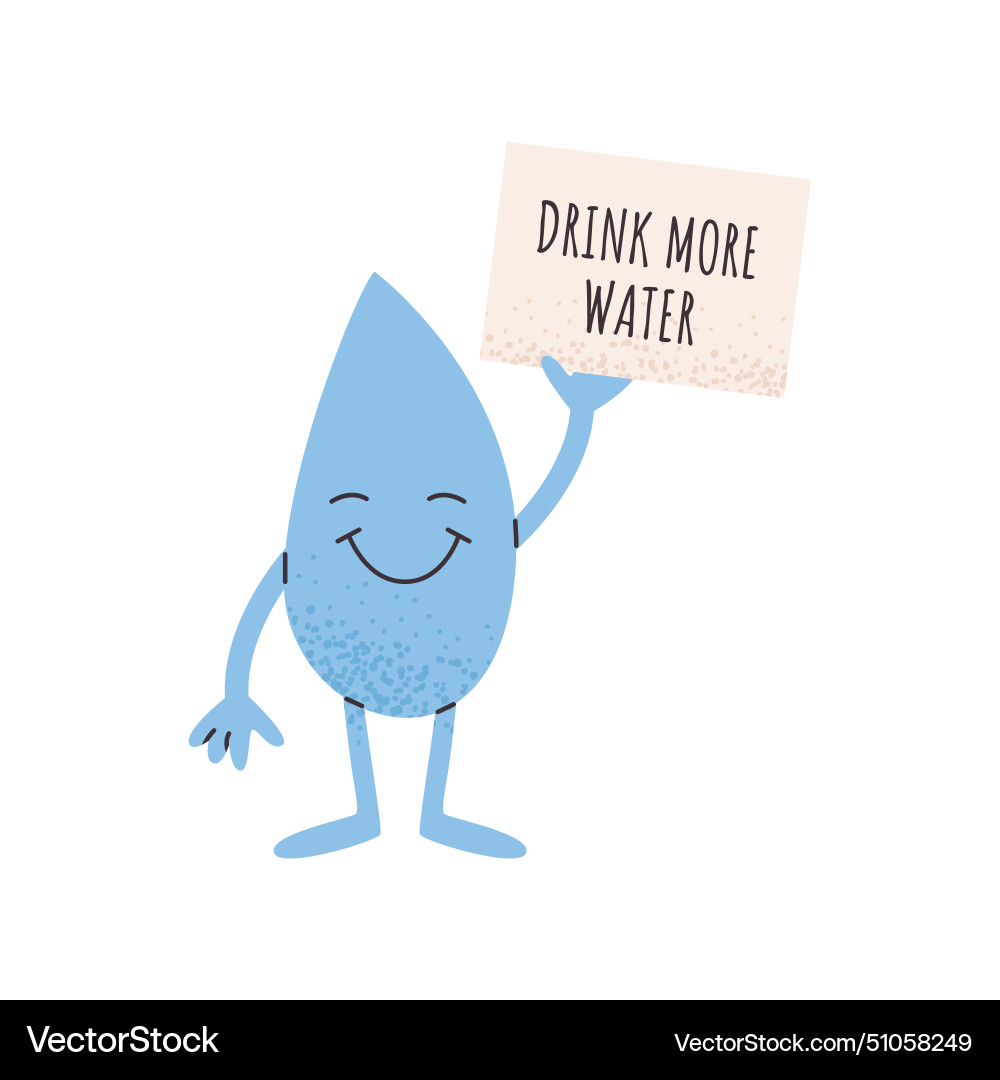 Water drop character Royalty Free Vector Image