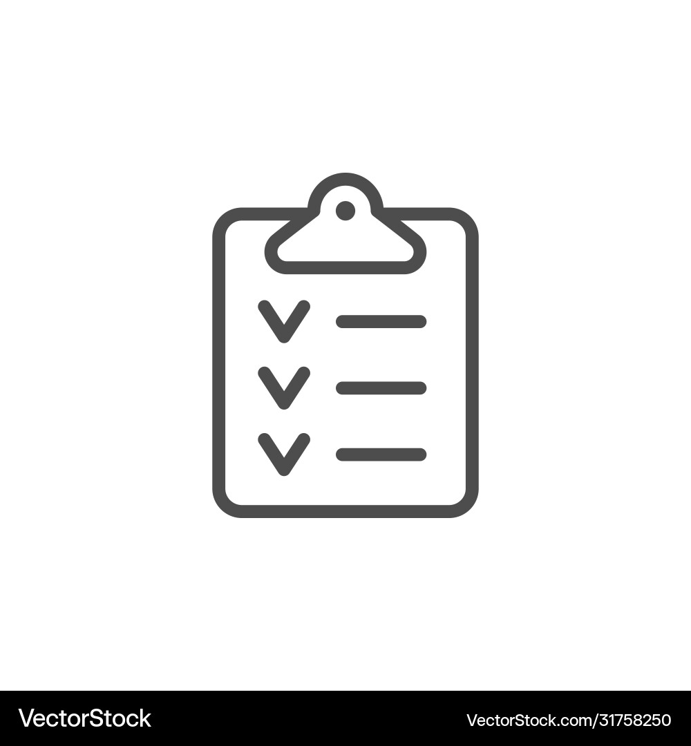 Checklist approval line outline icon Royalty Free Vector