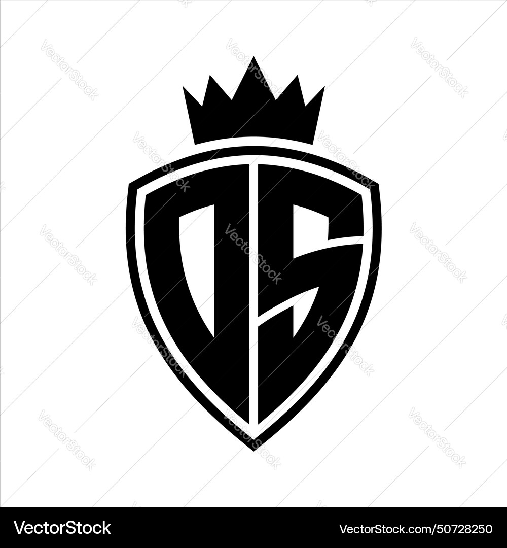 Ds letter monogram shield and crown outline shape Vector Image