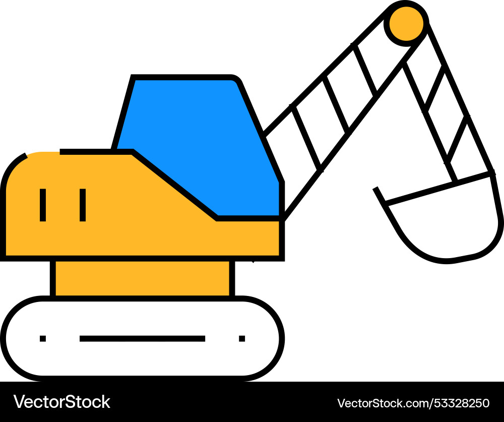 Excavator construction vehicle icon color Vector Image