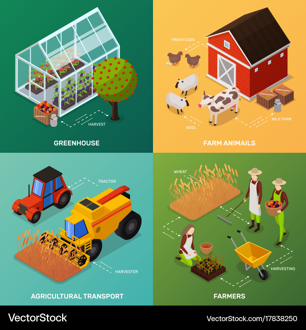 Farm Isometric Icons Royalty Free Vector Image
