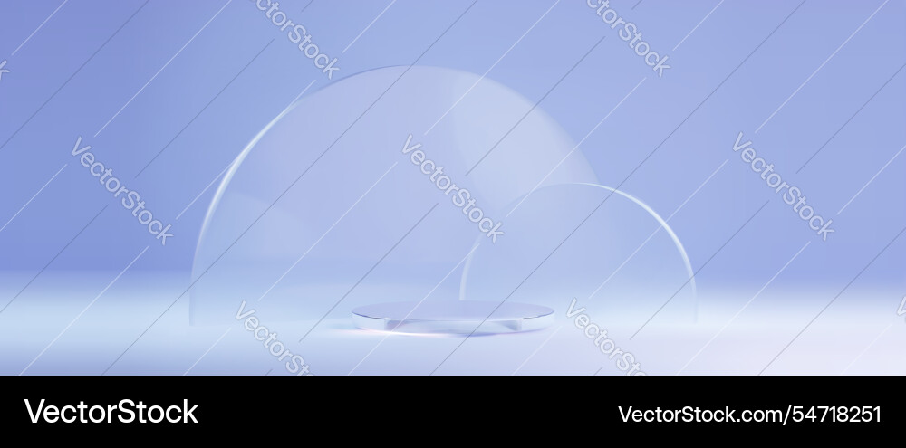 3d blue glass podium luxury cosmetic platform Vector Image