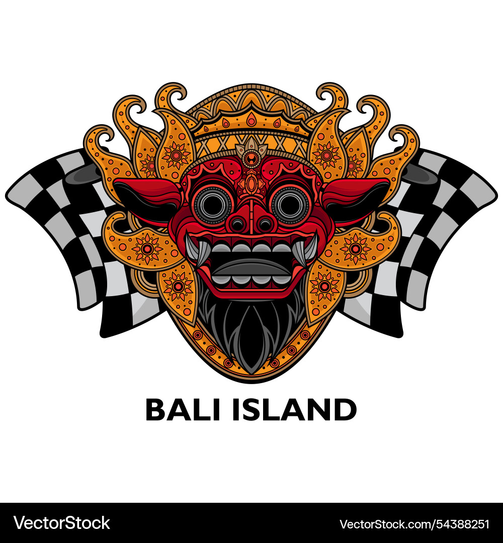 Balinese barong mask logo Royalty Free Vector Image