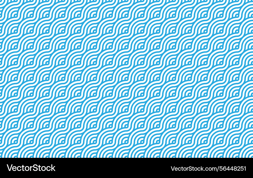 Blue and white wavy tile pattern with curved arcs Vector Image