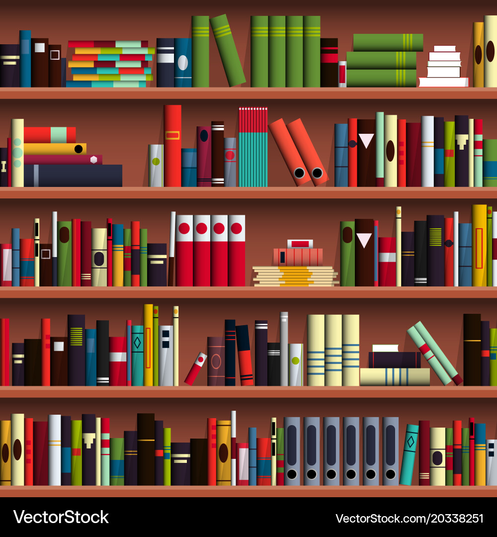 Book shelves library seamless pattern Royalty Free Vector
