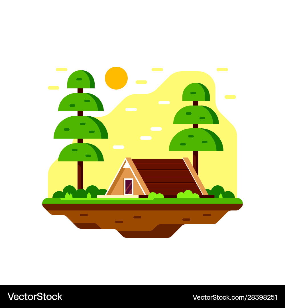Camping cabin banner design flat style Royalty Free Vector