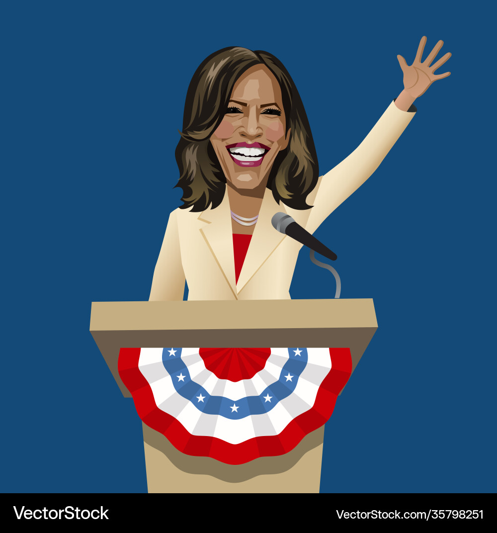 Cartoon portrait kamala harris Royalty Free Vector Image