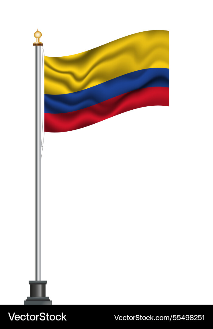 Colombian flag waving on a flagpole Royalty Free Vector