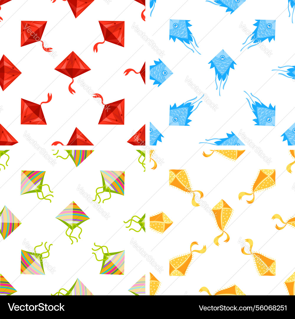 Colorful kites flying high seamless pattern Vector Image