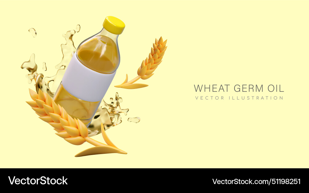 Composition with realistic bottle wheat germ Vector Image