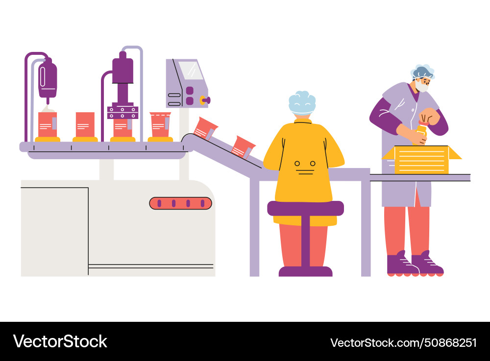 Cosmetics production industry cartoon Royalty Free Vector