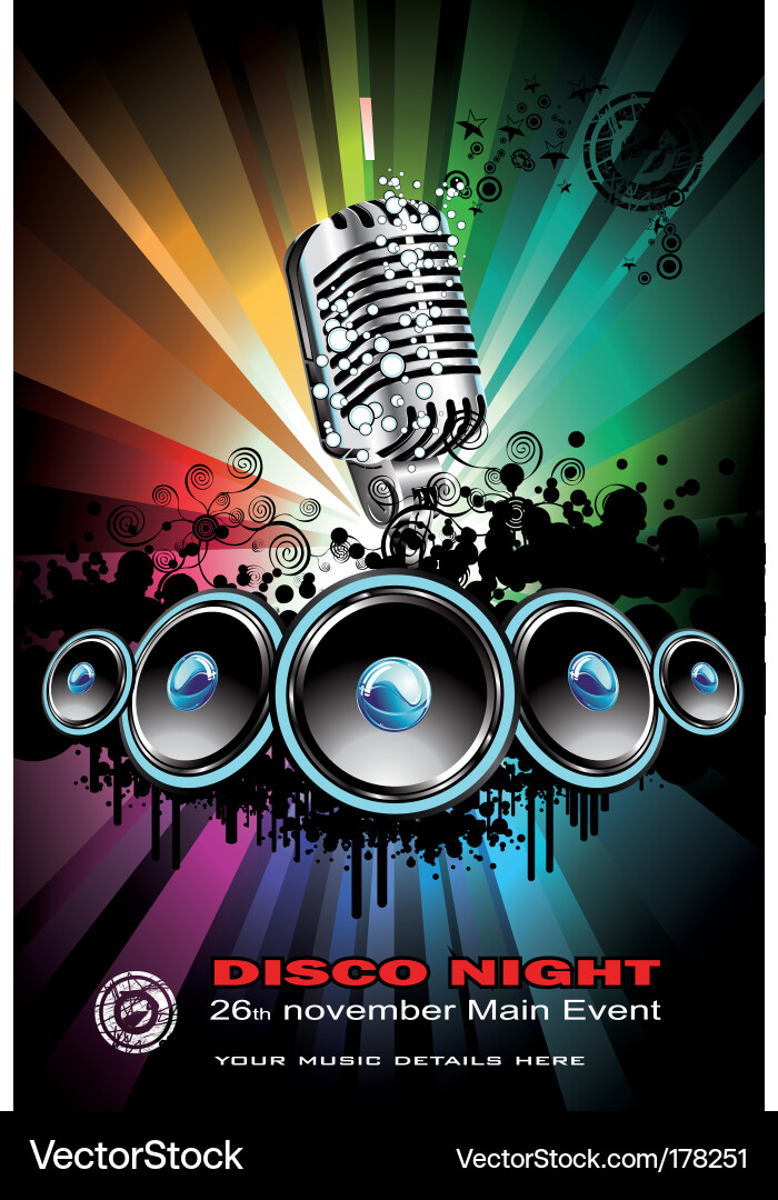 Disco dancing singer night background Royalty Free Vector