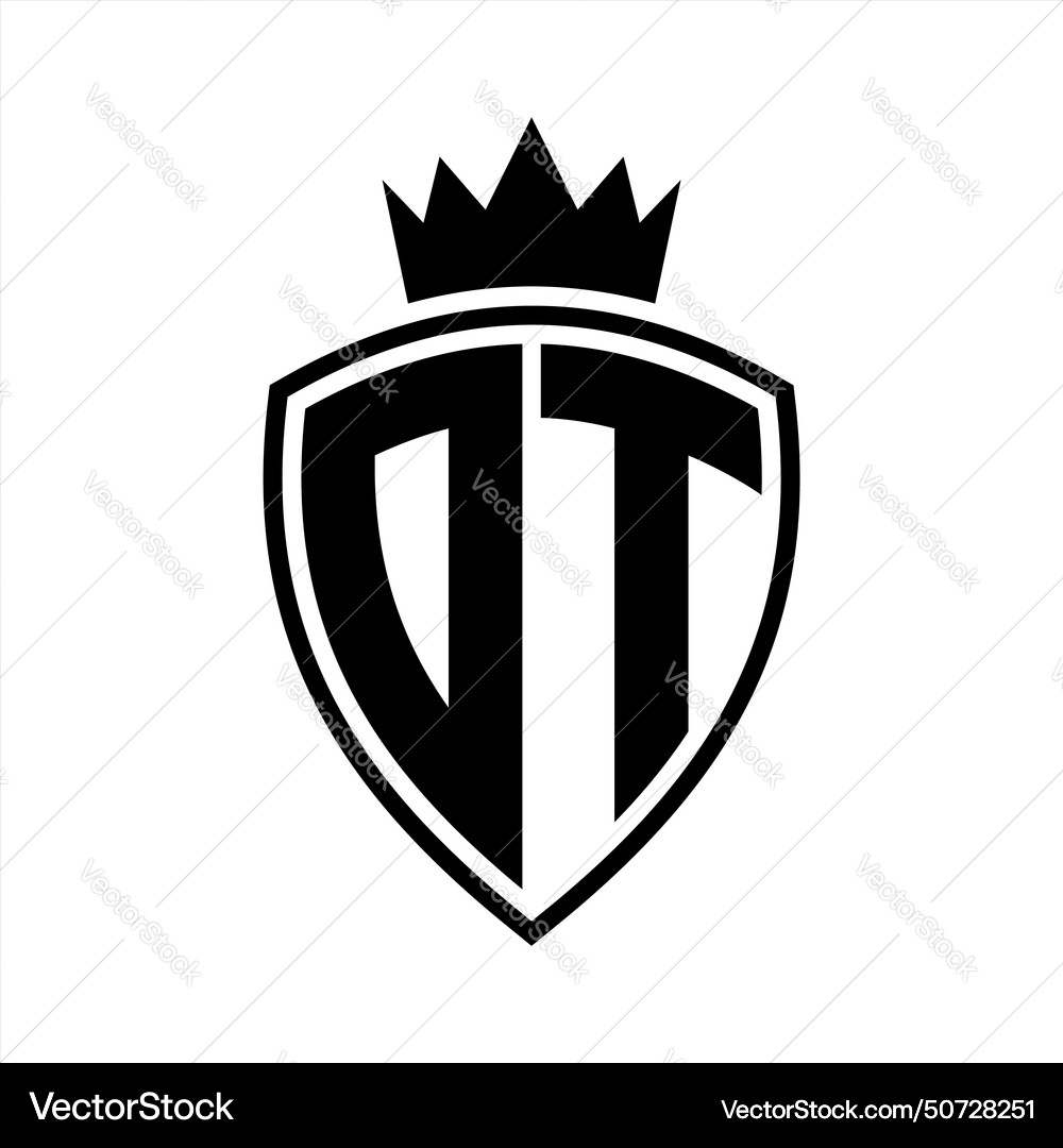 Dt letter monogram shield and crown outline shape Vector Image
