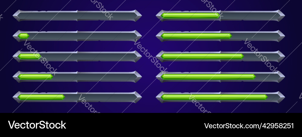 Game ui loading progress bars cartoon set Vector Image