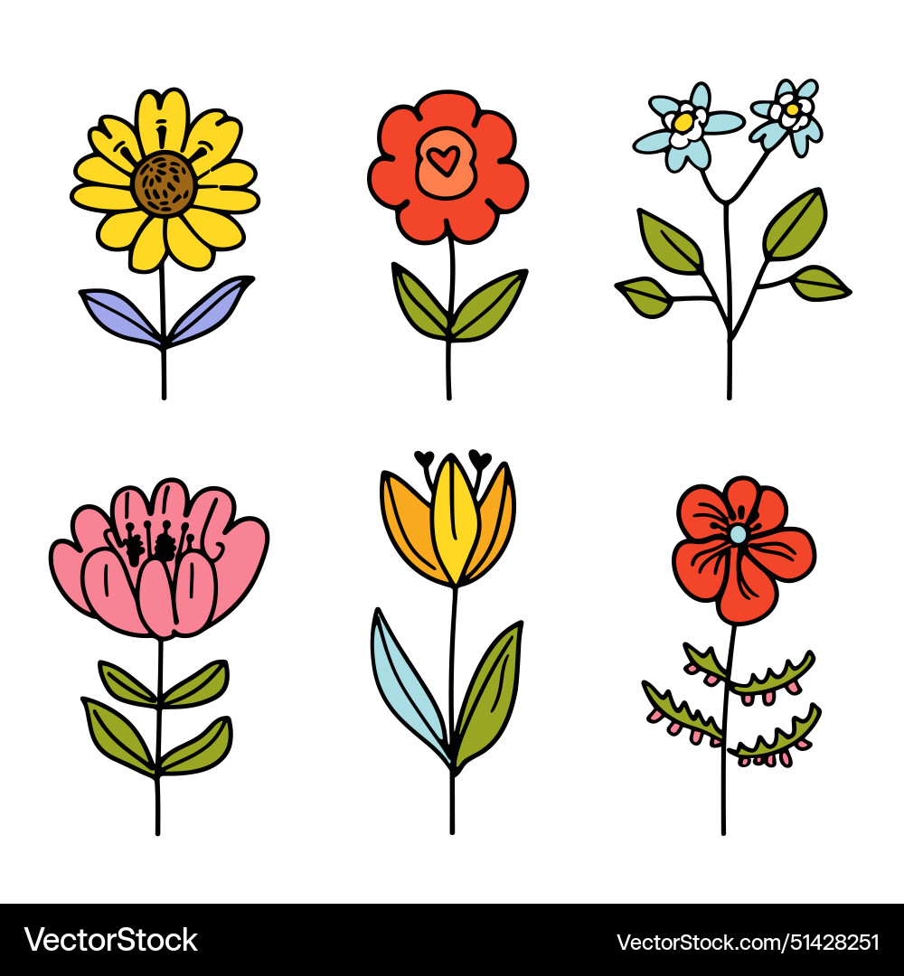 Handdrawn colorful flower isolated Royalty Free Vector Image