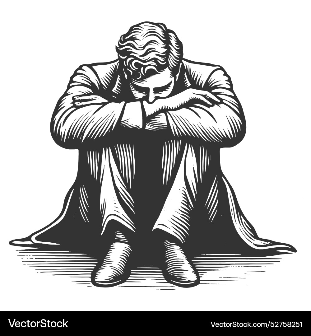 Man in despair sketch Royalty Free Vector Image