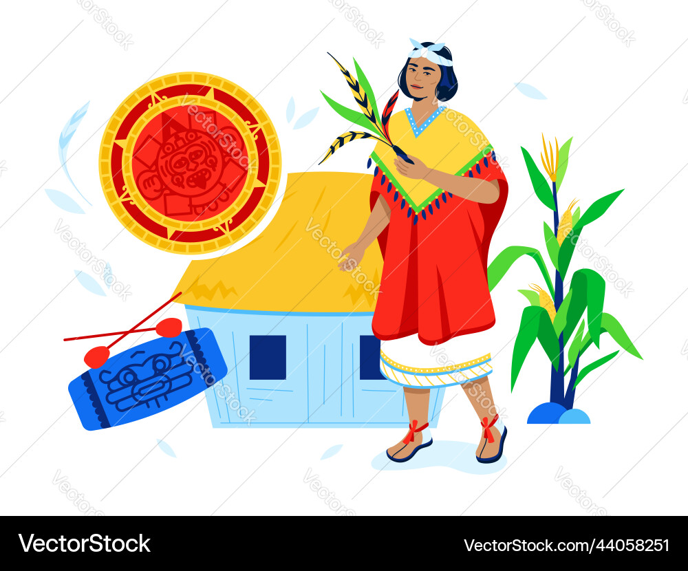 Native peasant woman - modern colored Royalty Free Vector