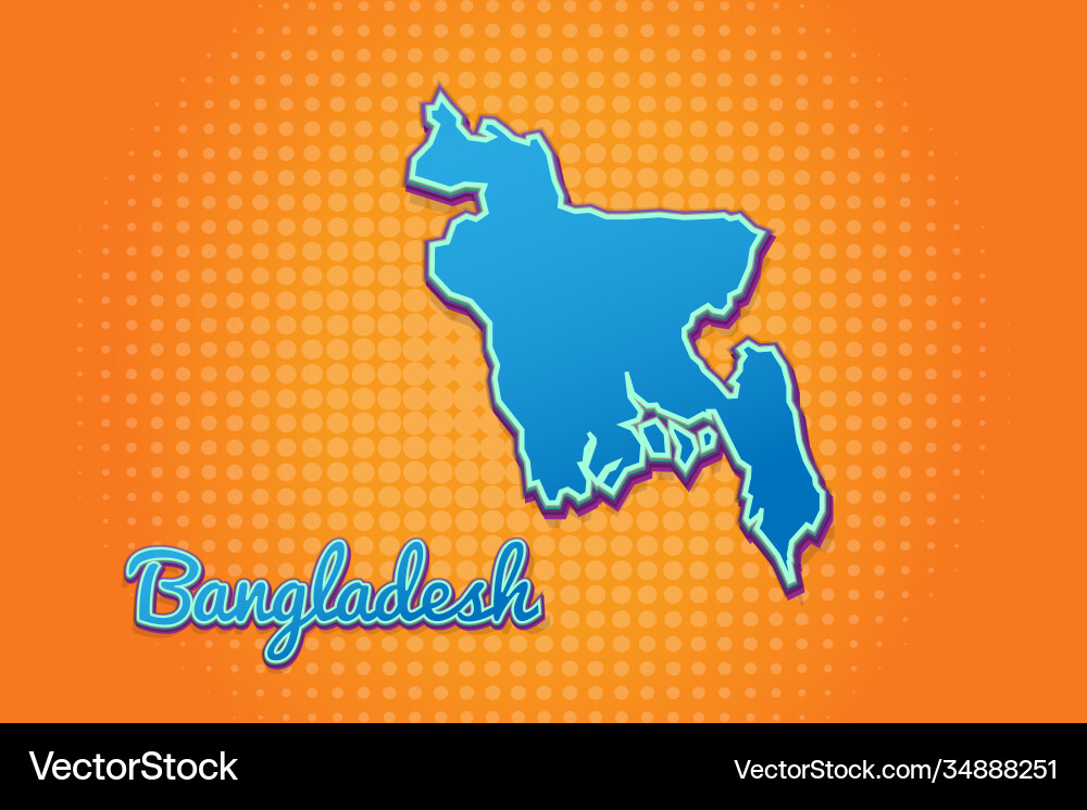 Retro map bangladesh with halftone background Vector Image