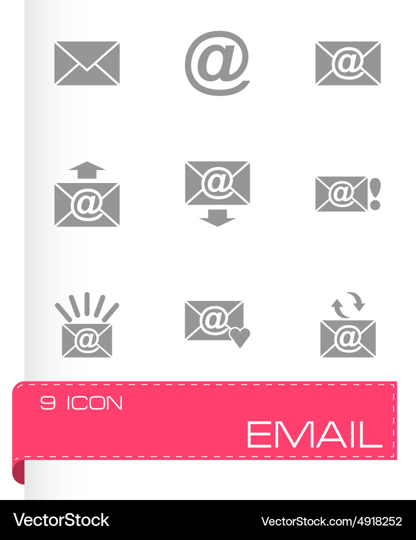 Black email icon set Royalty Free Vector Image