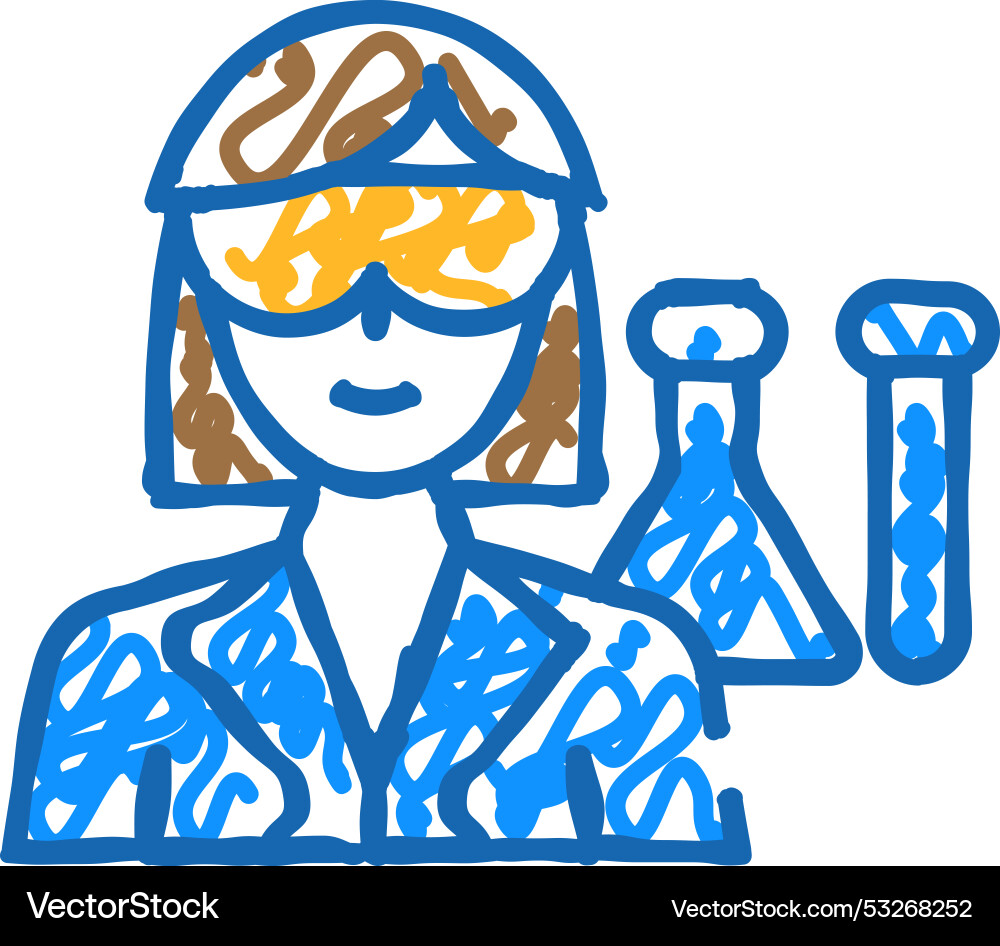 Chemist woman job icon doodle Royalty Free Vector Image