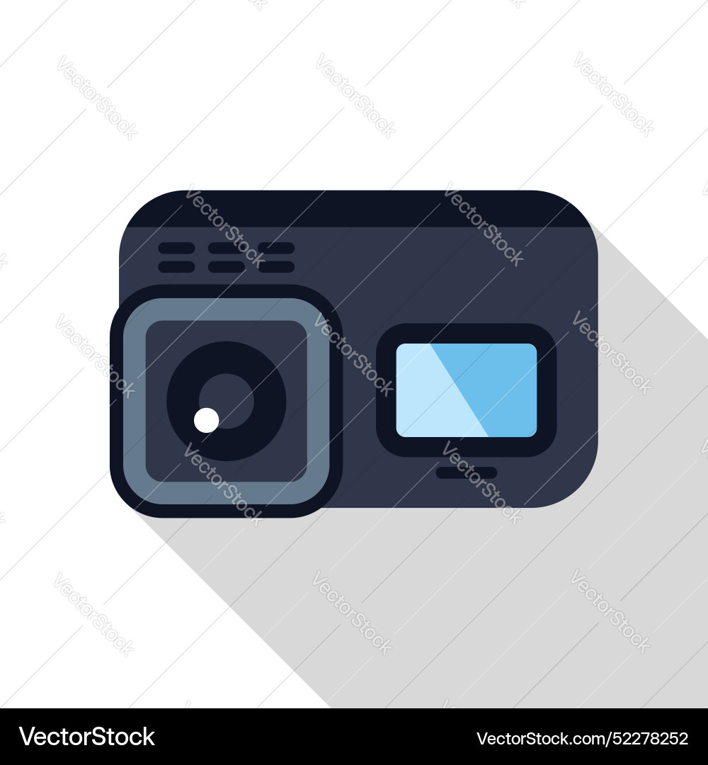 Modern action camera showing its lens and screen Vector Image