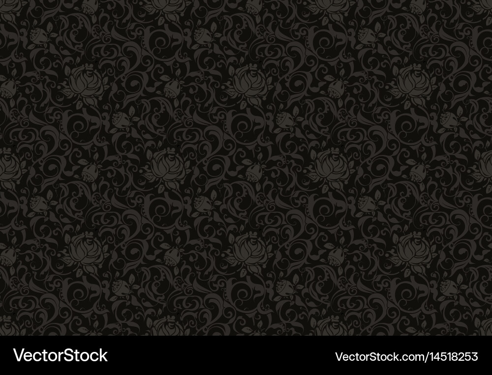Black floral seamless pattern Royalty Free Vector Image