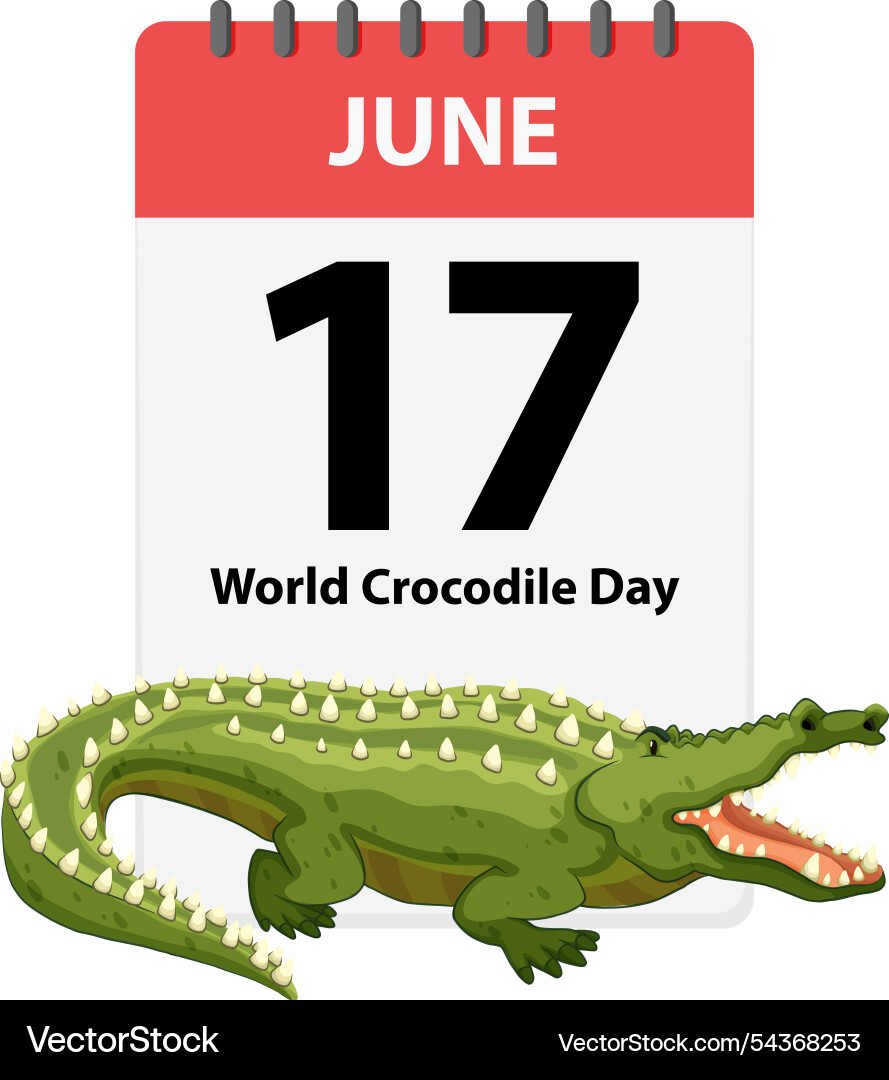 Calendar page with a crocodile Royalty Free Vector Image