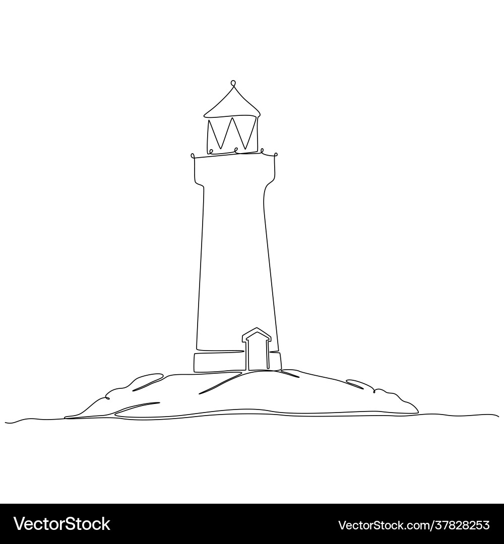 Continuous line drawing lighthouse Royalty Free Vector Image