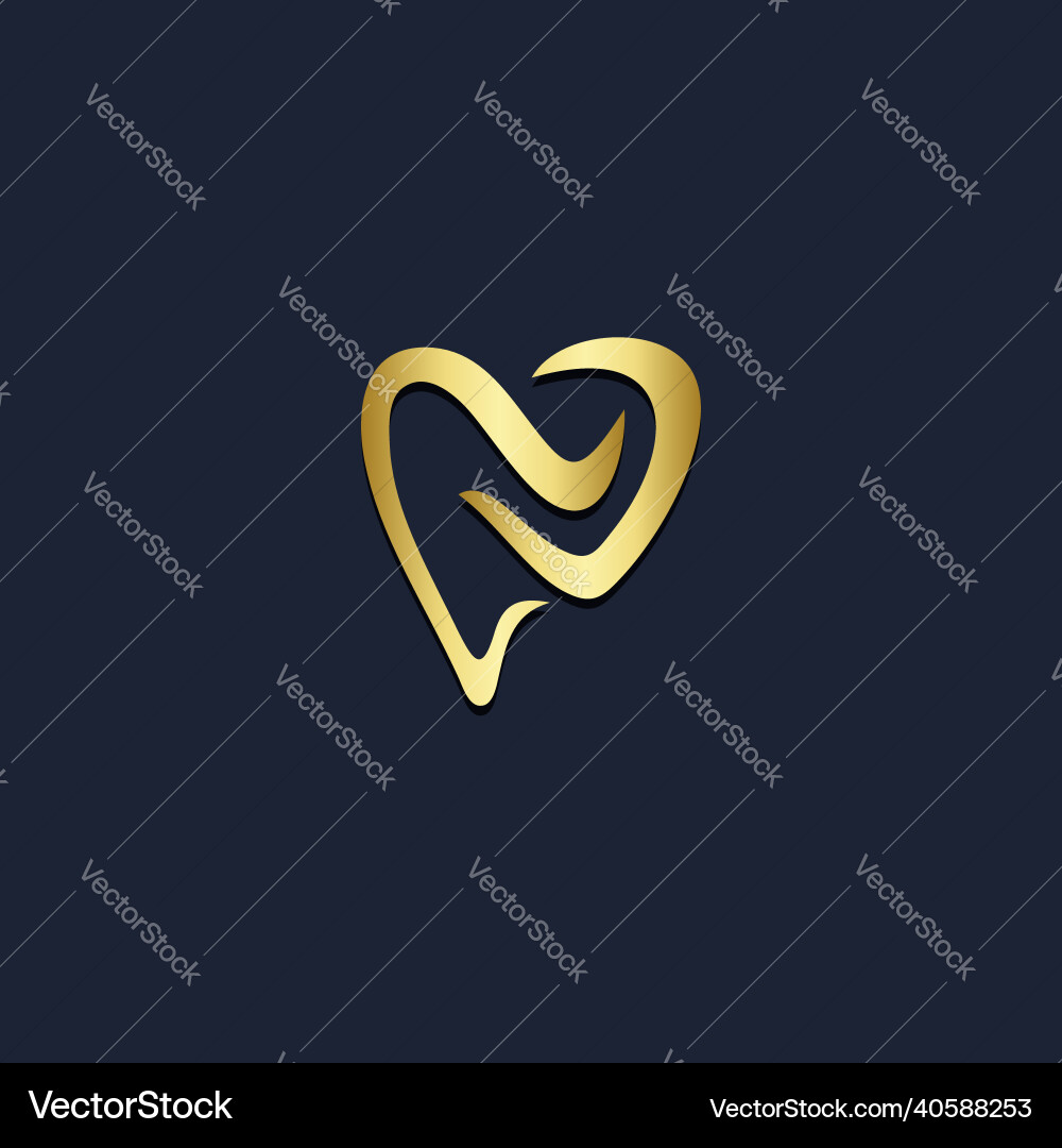 Dental tooth abstract gold logo Royalty Free Vector Image