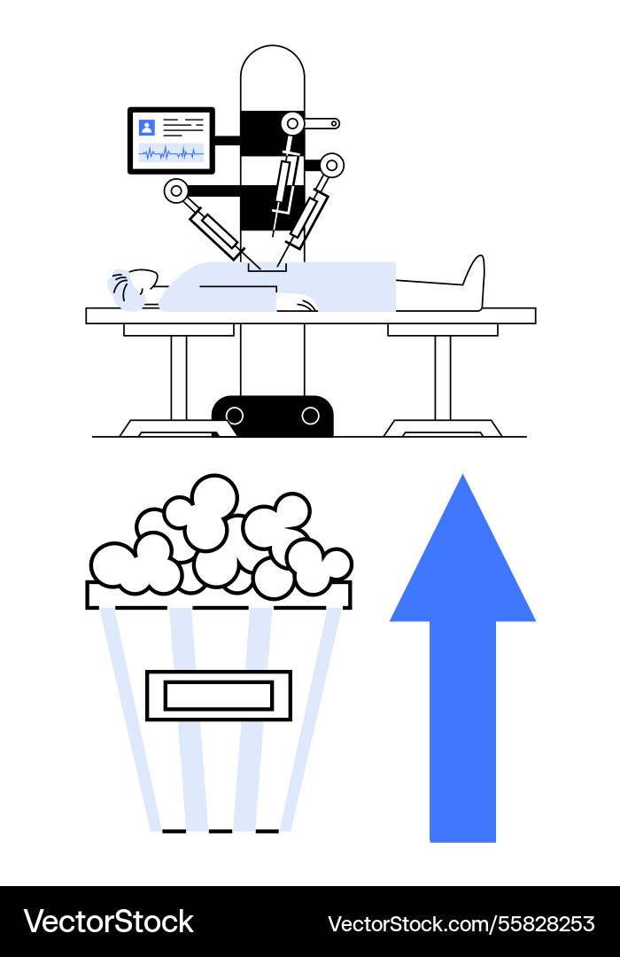 Medical robot performing surgery paired Royalty Free Vector