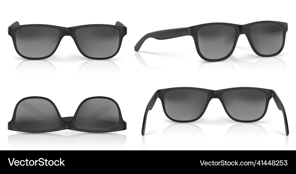 Realistic set of sunglasses isolated Royalty Free Vector