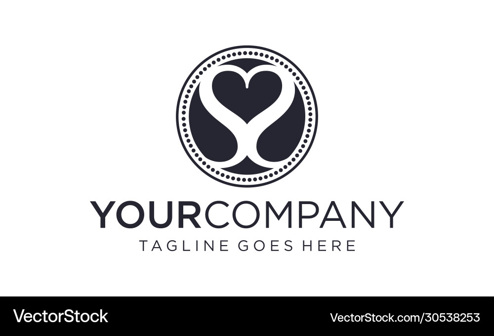 Ss letter with love shape for logo design Vector Image